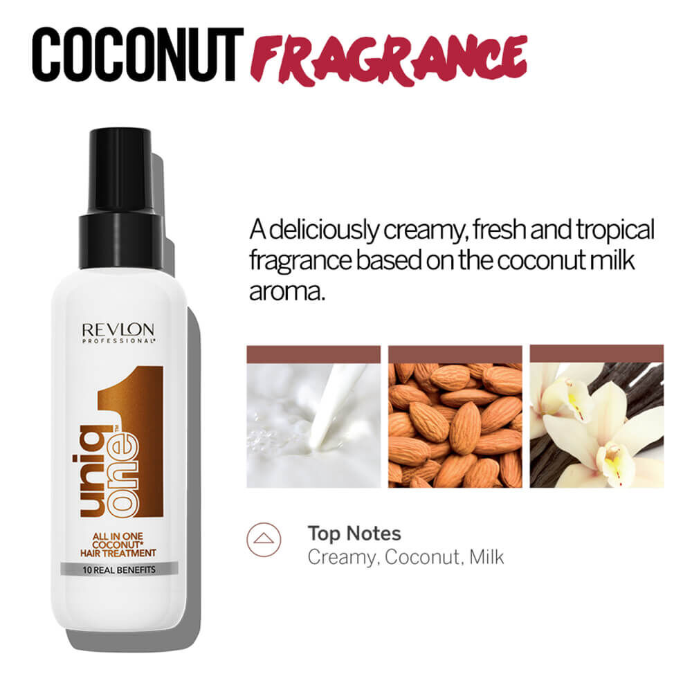 Revlon UniqOne All In One Coconut Hair Treatment 150ml Blow Dry Heat Protection Salon Services