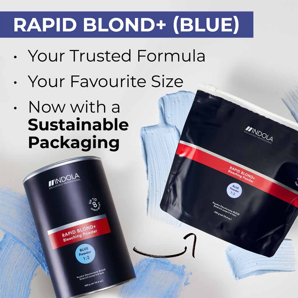 Indola Rapid Blonde Bleaching Powder, Blue 450g | Bleach Peroxide ...