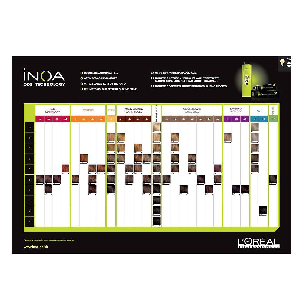 L'Oréal Professionnel INOA ODS2 Shade Chart | Shade Charts | Salon Services