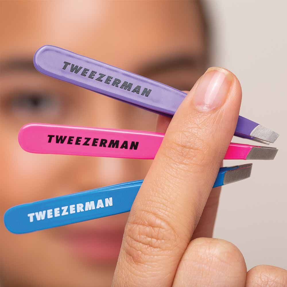 Tweezerman Mini Slant Tweezers, Assorted Colours, Single Tweezer ...