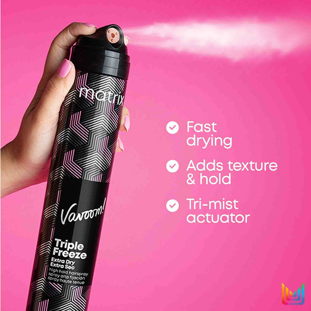 Matrix Vavoom Triple Freeze Extra Dry, High Hold Hairspray for Long ...