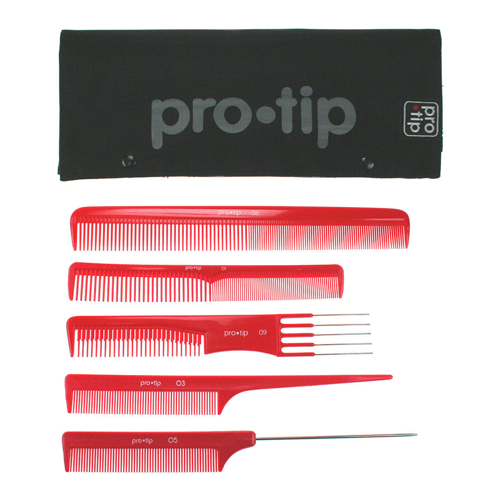 Pro Tip 5 Piece Comb Set in Mesh Wallet | Combs | Salon Services