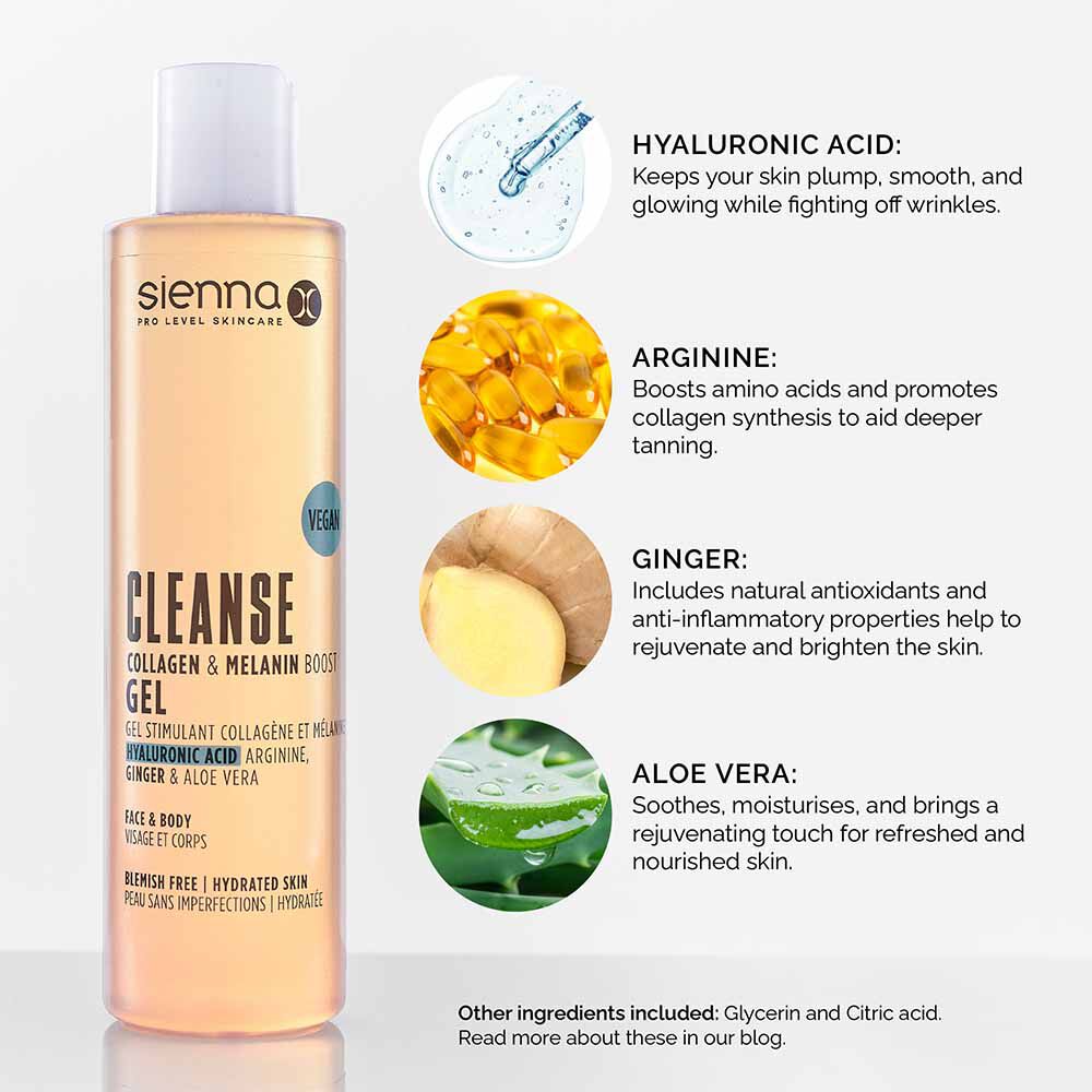 Sienna X Cleanse Collagen and Melanin Boosting Gel 200ml | Tanning Before & After Care | Salon ...